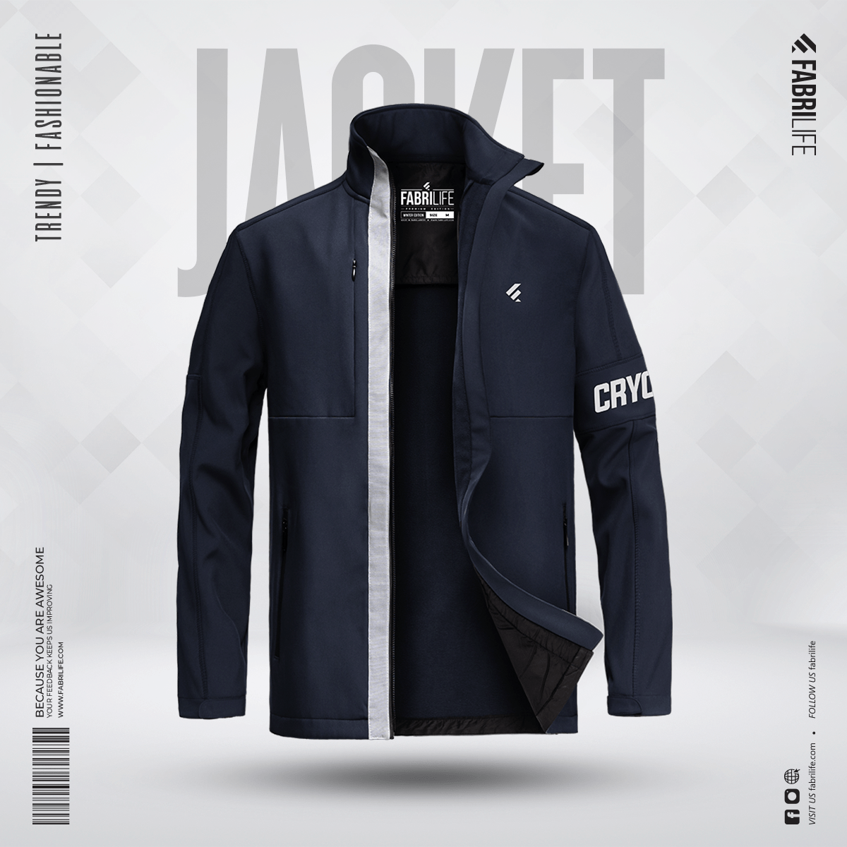 Mens Premium Jacket - Cryogenic (Navy) - At Best Price | Fabrilife